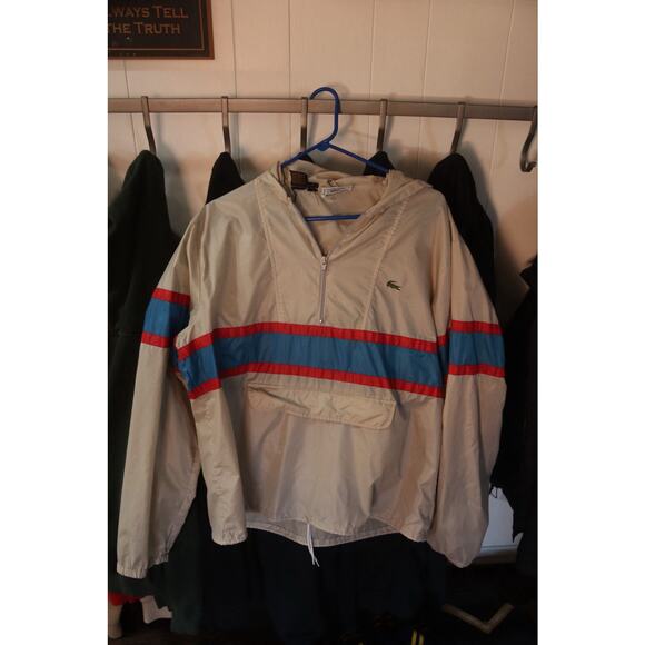 Izod Lacoste | Jackets & Coats | Rare Vintage Izod Lacoste Striped Pullover Hooded Windbreaker ...